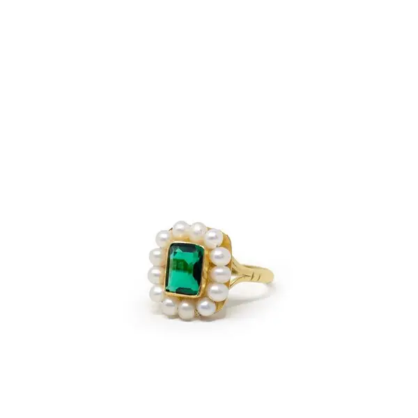 VINTOUCH ITALY Luccichio Green Quartz Ring With Agate - Green/gold