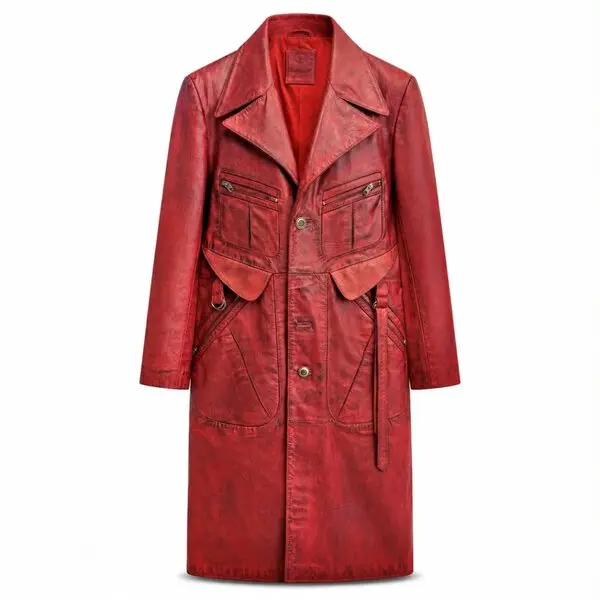 ZASTASTUDIO Planet Leather Long Coat - Red