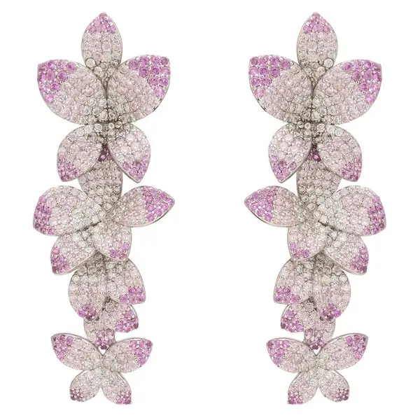LATELITA Silver Cherry Blossom Drop Earrings - Pink/silver/white
