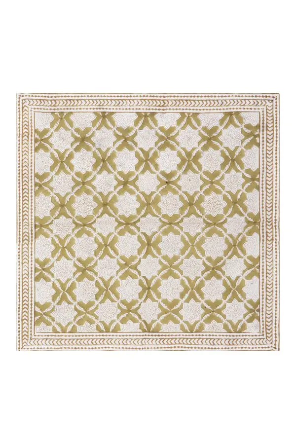 NOLOGO-CHIC Fresco Stripe Napkins With Border Napkin Set Cotton Olive - Green