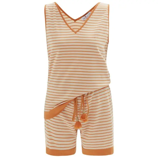 PERALUNA Paraluna Paru Knitted Sleeveless Top & Shorts Set - Orange/brown