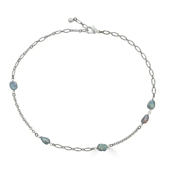 LONI PAUL JEWELRY Gray Keshi Pearl Necklace - Silver