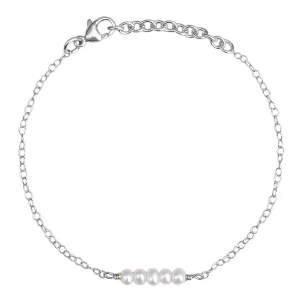 KIRI & BELLE Eliana Pearl Bar Sterling Bracelet - Silver