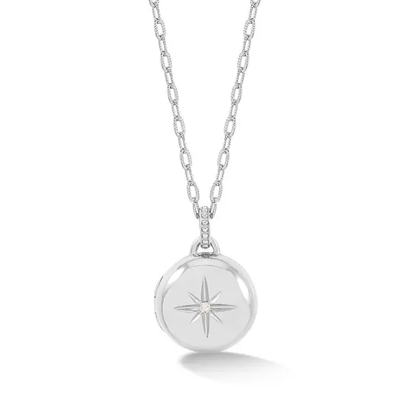 DOWER & HALL Diamond Starburst Round Locket In Sterling - Silver