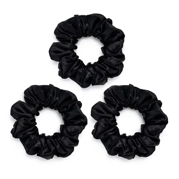 SILK WORKS Large Silk Scrunchies - Black