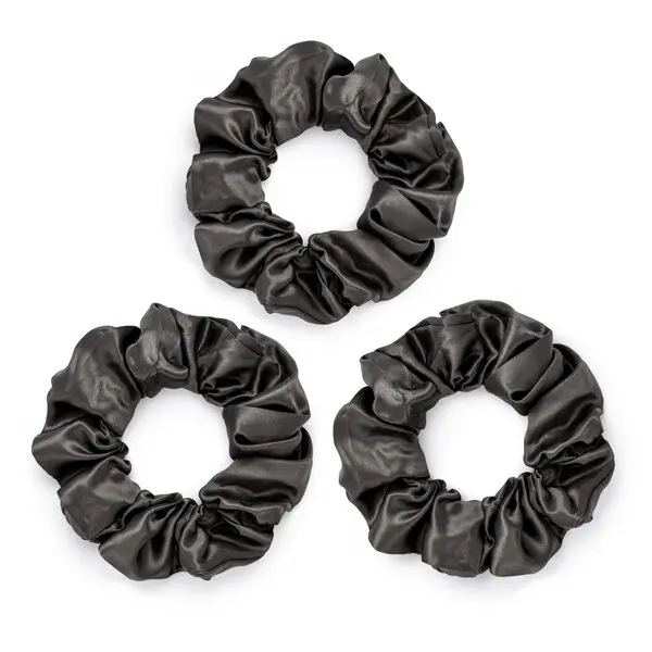 SILK WORKS Large Silk Scrunchies - Grey
