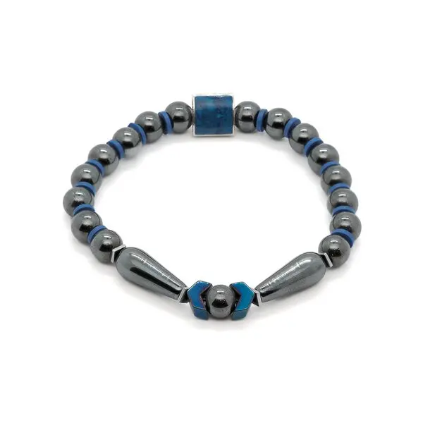 EBRU JEWELRY Hematite And Lapis Lazuli Beaded Bracelet - Blue/silver