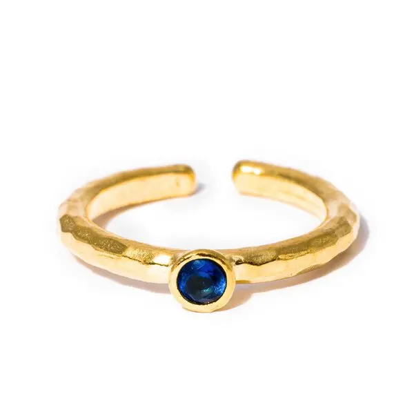 KYBELE STUDIO Sapphire Gemstone Hammered Ring - Gold/red