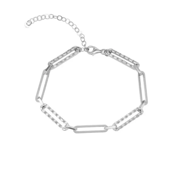 SPERO LONDON Sterling Pave Paperclip Chain Bracelet - Silver