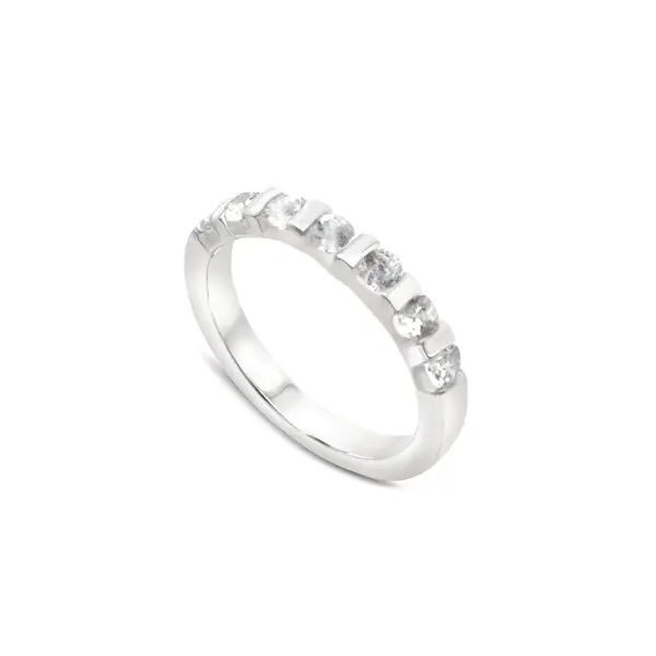 GEM BAZAAR JEWELLERY Cubic Zirconia Band Ring - White/silver