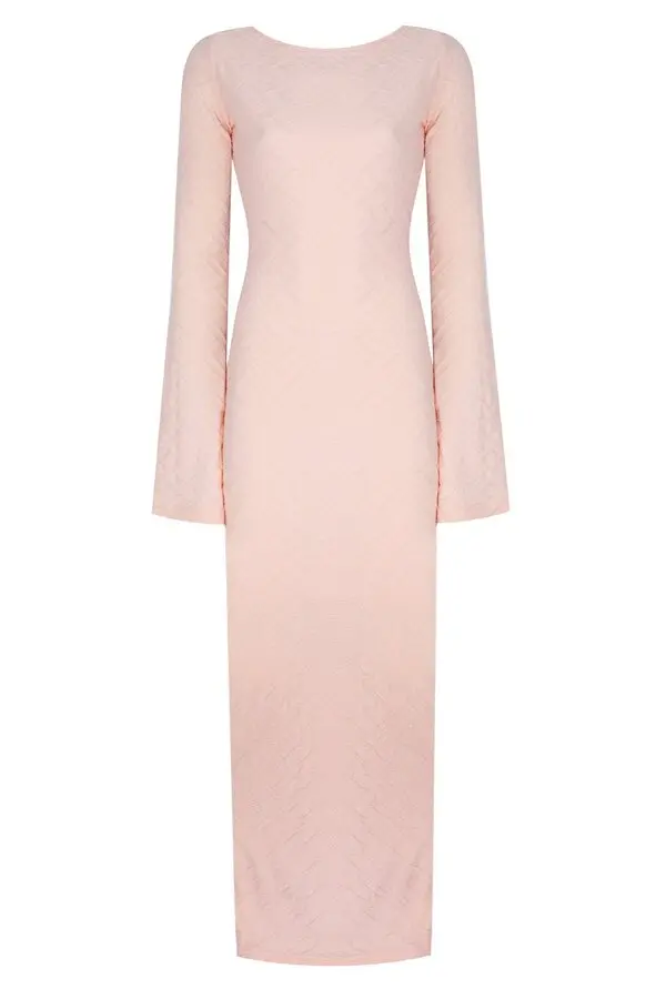 NO'DESIGN Serene Backless Maxi Dress With Gold-plated Ring Accent - Pink