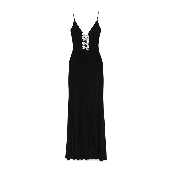 NISSA Bow-detail Jersey Maxi Dress