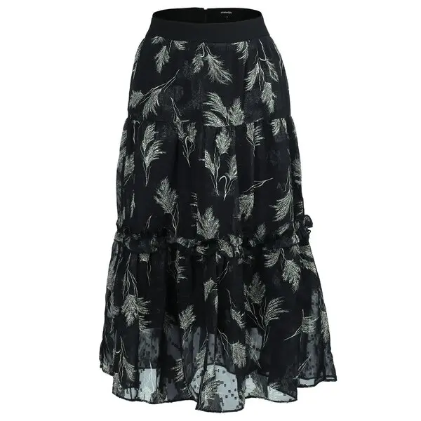 SMART AND JOY Feather Print Chiffon Maxi Skirt