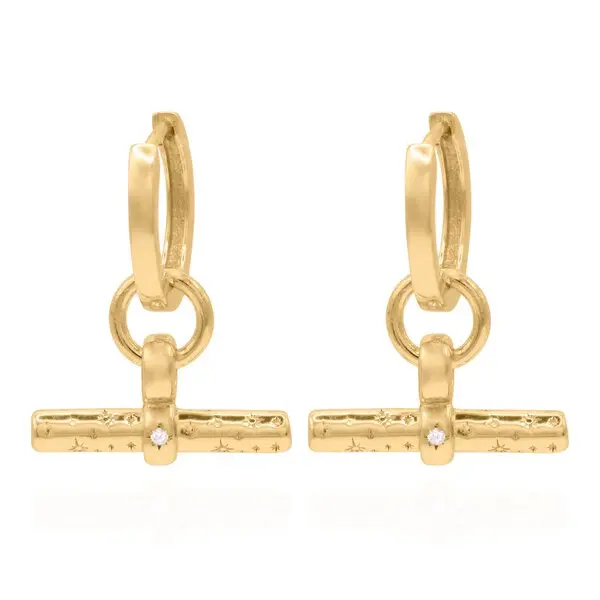 LUNA CHARLES Cassia T-bar Huggie Earrings - Gold