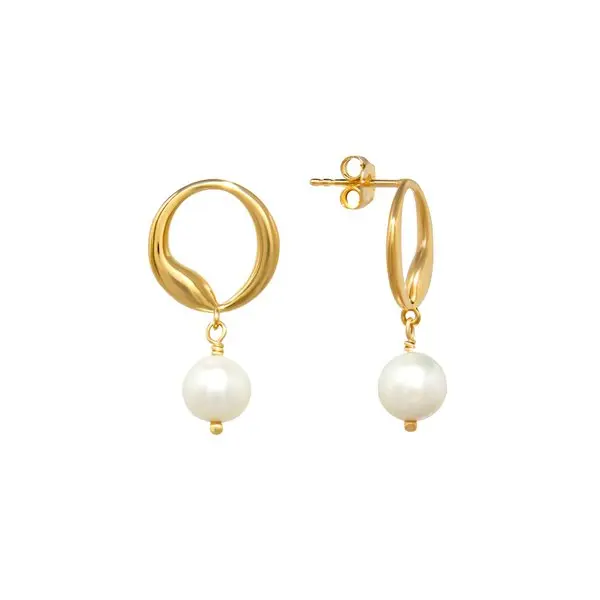 ONNA LONDON Heritage Signature Pearl Earrings - Gold