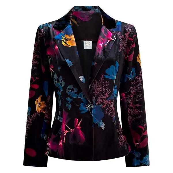 WHY MARY Florencia Tailored Velvet Floral Jacket
