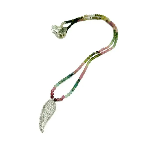 AMY DELSON JEWELRY Angela Angel's Wing Tourmaline Necklace - Silver