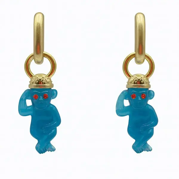 MICHAEL NASH JEWELRY Resin Monkey Drop Earrings - Blue