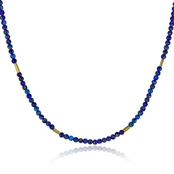 CARTOGRAPHY Lapis And Brass Beaded Necklace - Blue/gold