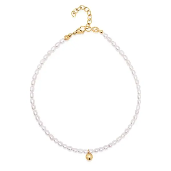 NIALAYA JEWELRY Pearl Choker With Gold Sphere Pendant - White/gold