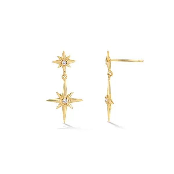 DOWER & HALL Solid North Star Diamond Double Earrings - Gold