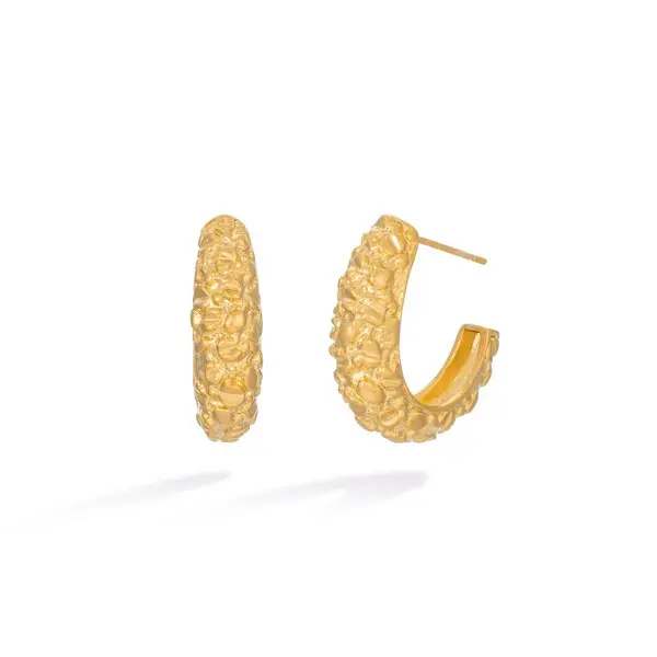SHABELLA NYC Textured Hoop Earrings - Gold