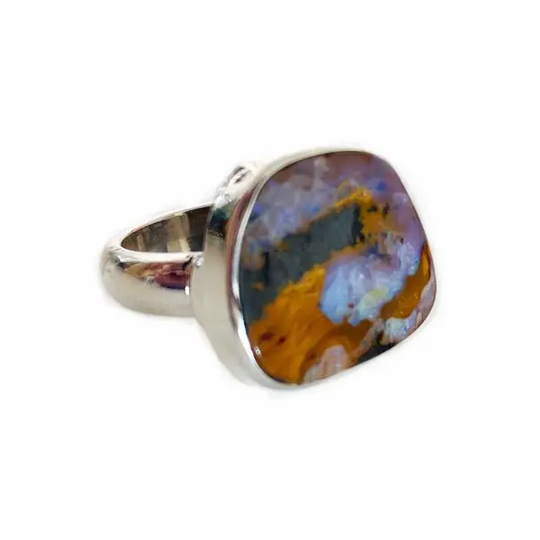 GLAMROCKS JEWELRY Boulder Opal Sterling Ring - Silver