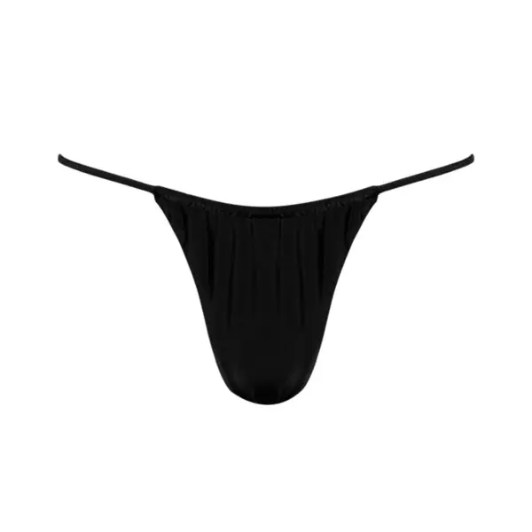 PLAYALUXE Capri Ruched String Bikini Bottom - Black