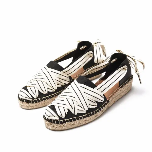 NAGUISA Sukha Striped Espadrilles - Black