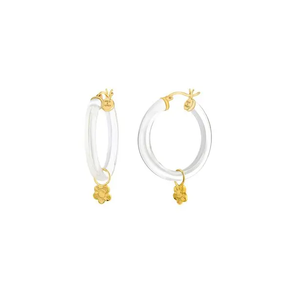 GOLD & HONEY Flower Charm Hoop Earrings - Gold