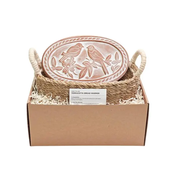 KORISSA Neutrals Bread Warmer & Basket Lovebirds Oval
