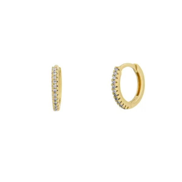 SPERO LONDON 14k Solid Pave Hoop Earrings - Gold