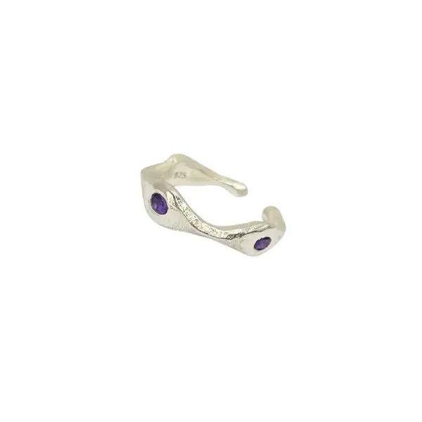 AMY DELSON JEWELRY Sterling Amethyst Ear Cuff - Silver