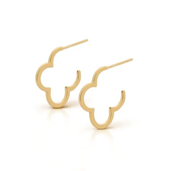 NELLOU JEWELLERY Clover Hoop Earrings In Plated Sterling Silver - Gold