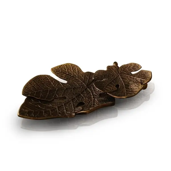 MARLETH Set Of Two Leaf Solid Brass Serving Boards