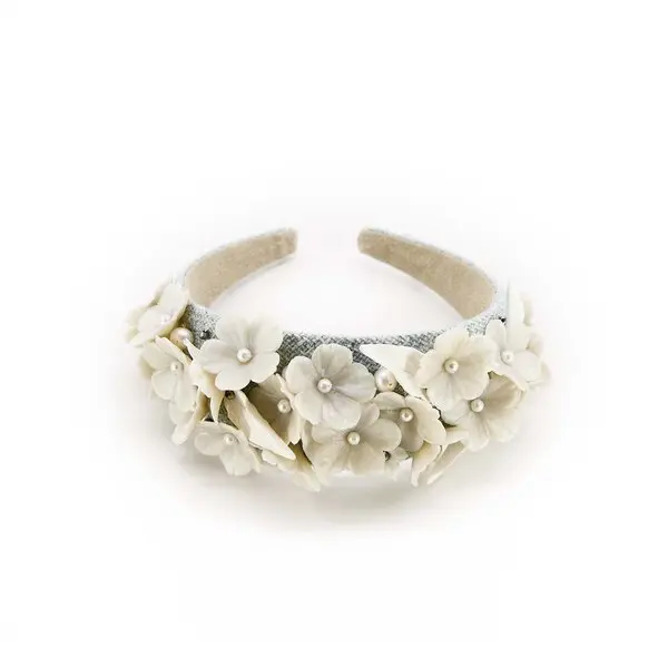 ADIBA Stephanotis Pearl Floral Headband - Blue/white