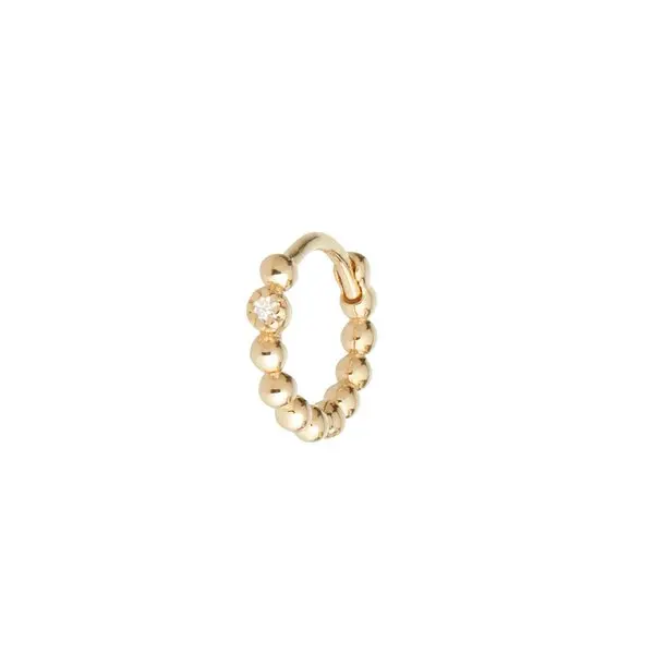 ZOHREH 9k Diamond Beaded Huggie Hoop Earring - Gold
