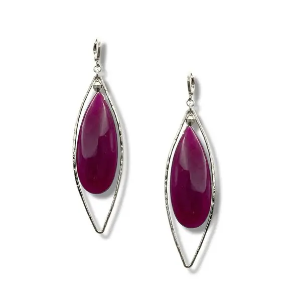 JAREDJAMIN Seraphine Plum Drop Lever Back Earrings - Silver/purple