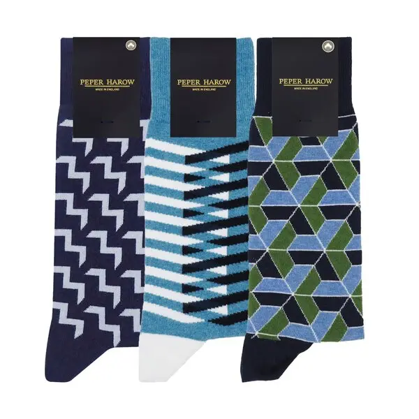 PEPER HAROW - MADE IN ENGLAND Organic Cotton Crew Sock Bundle - Blue