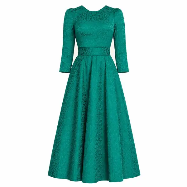 MATSOUR'I Alyzee Jacquard Dress - Green