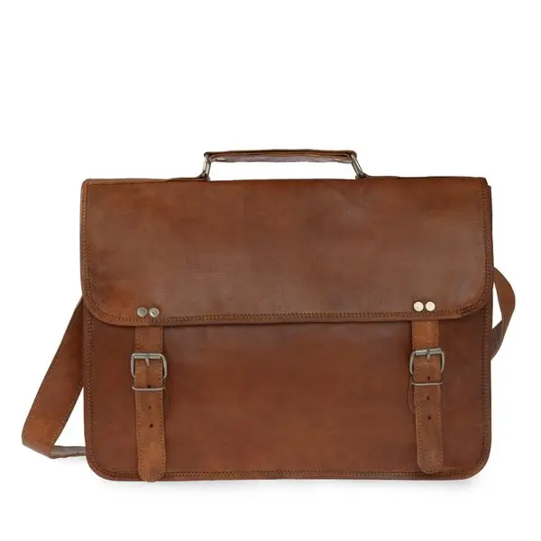 VIDA VIDA Classic Leather 15-inch Laptop Bag - Brown