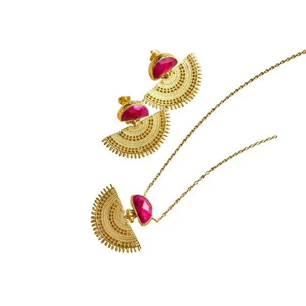 ROZ Rani Necklace And Earrings Set - Gold