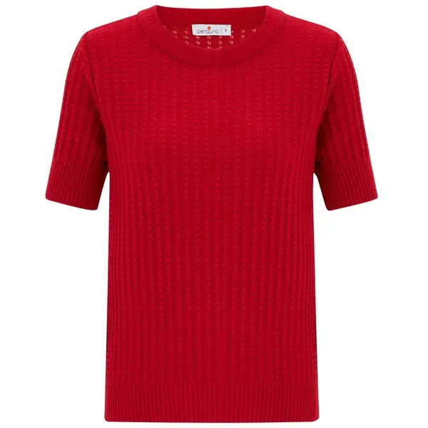 PERALUNA Cashmere Blend Knitwear Blouse - Red