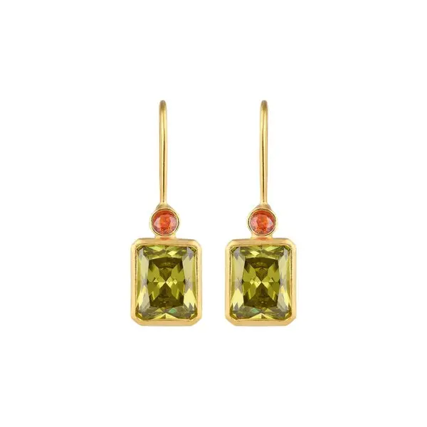 FIRERA ATELIER Charm Zirconia Earrings - Green/orange