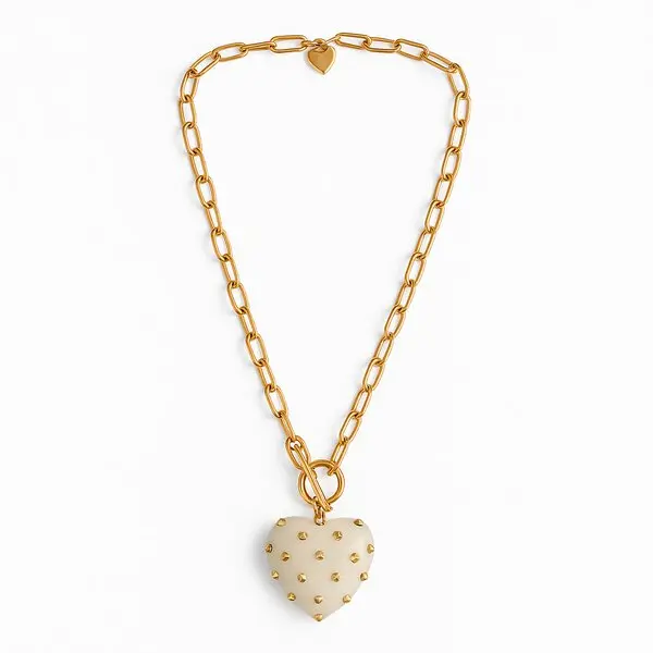 MICHAEL NASH JEWELRY Celestine Mother Of Pearl Heart Pendant Choker - White