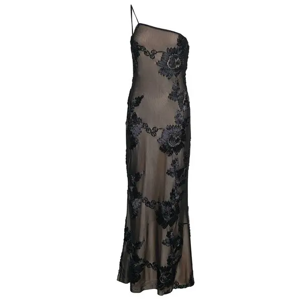 AMY LYNN Divya Floral Appliqué Maxi Dress - Black