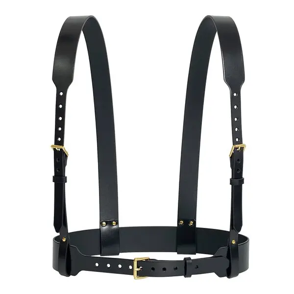 HAUTE CUIR Leather Suspender Harness - Black