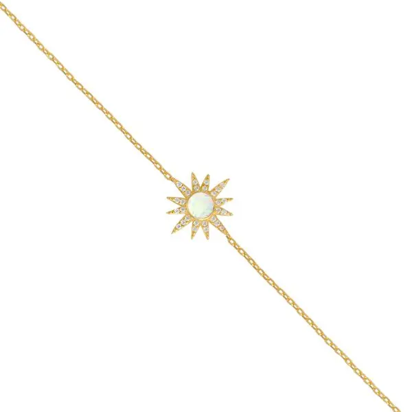 SPERO LONDON Sun Sterling Silver White Opal Bracelet - Gold