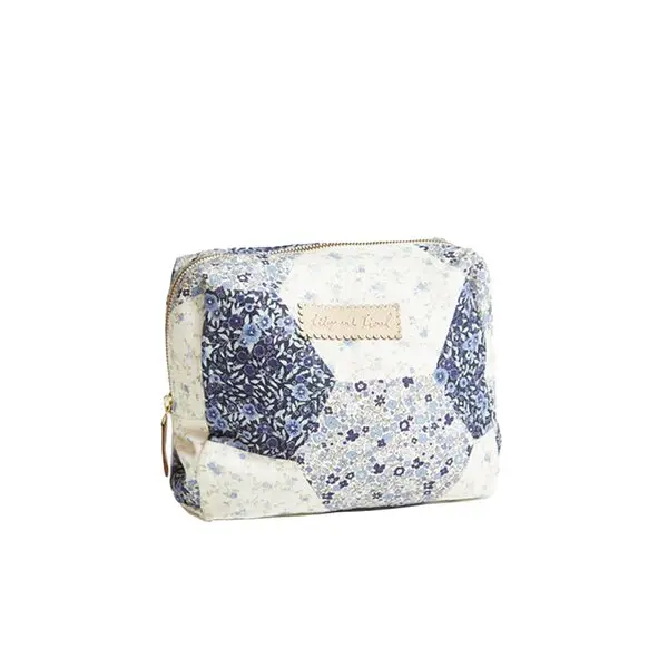LILY AND LIONEL Aster Patchwork Wash Bag - Blue