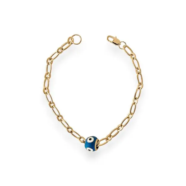 ALEXIE OF ATHENS Evil Eye Bead Chain Bracelet - Blue